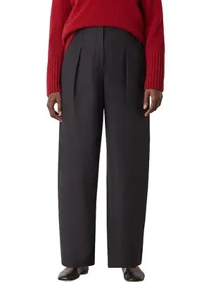 Whistles Pleat Front Barrel Trousers - Black