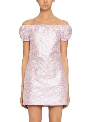 DES_PHEMMES Off-the-shoulder Mini Dress - Silver/can