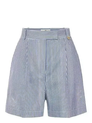 Elisabetta Franchi Striped Logo Detail Shorts - Blue