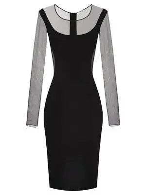 Elisabetta Franchi Cut-out Sheer Midi Dress - Black