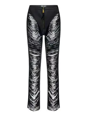 Elisabetta Franchi Fringed Nappa Leather Trousers - Black