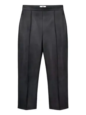 Elisabetta Franchi Slim Fit Leather Trousers With Side Slits - Black