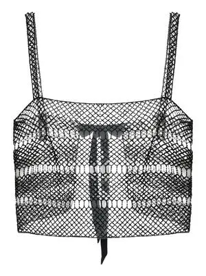 Elisabetta Franchi Open-work Band Top - Black