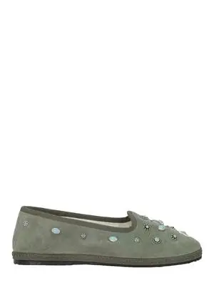 FORTELA Studded Suede Ballerinas - Green