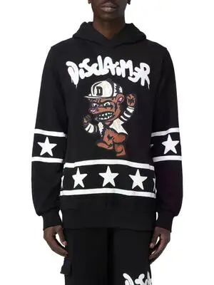 DISCLAIMER Graphic Print Hooded Sweatshirt - Black