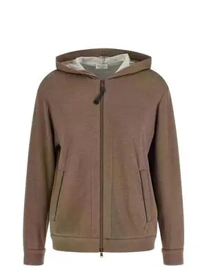 Brunello Cucinelli Embroidered Zip Hoodie - Brown