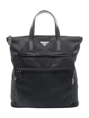 Prada Re-nylon And Saffiano Leather Backpack - Black