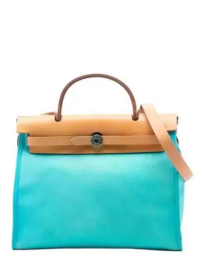 Hermès 2012 Toile Herbag Zip 31 Satchel - Blue