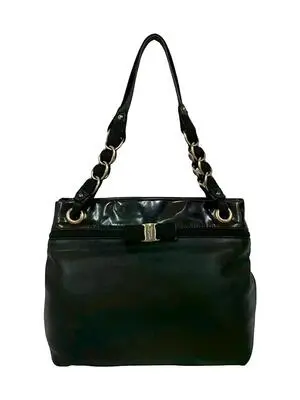FERRAGAMO 2000-2026 Leather Vara Bow Shoulder Bag - Black