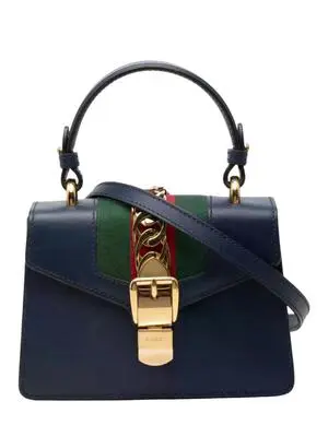 Gucci Mini Leather Sylvie Satchel - Blue