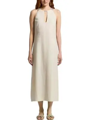 Peserico Halterneck Keyhole Midi Dress - Neutrals