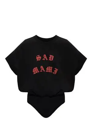 WILLY CHAVARRIA Short Sleeve Graphic Print Bodysuit - Black