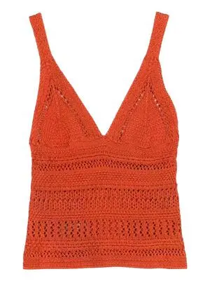 Alpha Studio Crochet Sleeveless Top - Orange