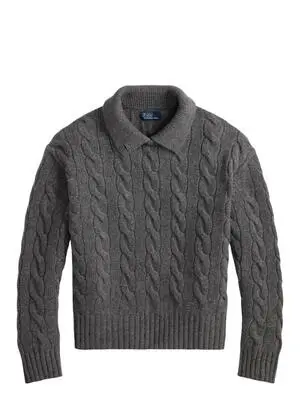 Polo Ralph Lauren Cable-knit Polo-collar Wool Sweater - Grey