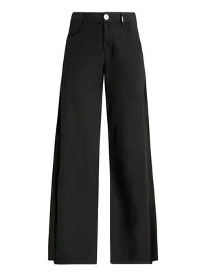 High Wide-leg Trousers - Black