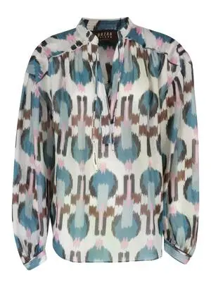 BAZAR DELUXE Ikat Tie Blouse - Neutrals