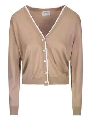 BE YOU Buttoned V-neck Cardigan - Neutrals