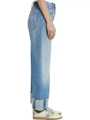 MOTHER The Half-pipe Ankle Cuff Fray Cotton Jeans - Blue