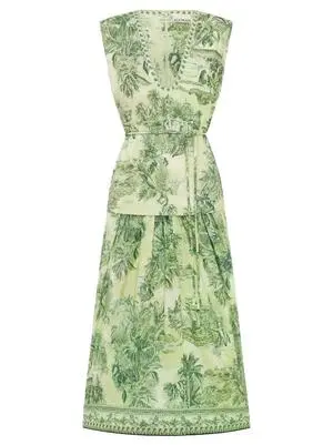 ALEMAIS Sara Printed Tiered Midi Dress - Neutrals