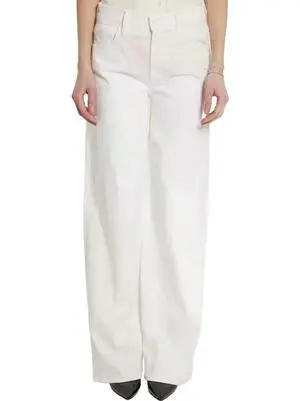 MOTHER The Rerun Zip Sneak Cotton Jeans - White