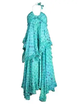Alexis Sidi Ruffled Polka Dot Midi Dress - Blue