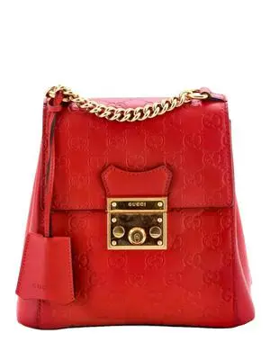 Gucci Padlock Sima Leather Mini Backpack Red