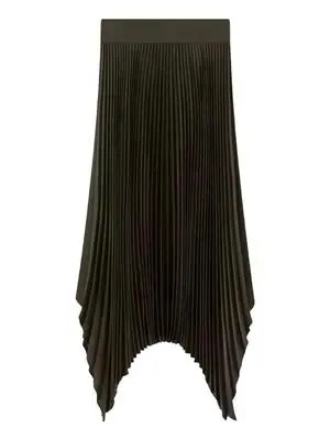 JOSEPH Ade Pleated Asymmetric Midi Skirt Green