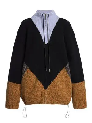 Marni Colorblocked Wool-Cashmere Jacket Black