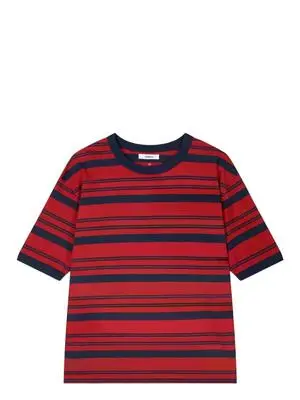 STUDIO TOMBOY Striped Short-sleeve T-shirt - Red