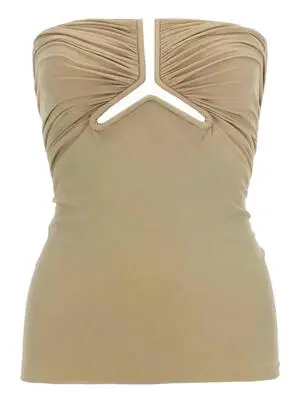 Rick Owens Cut-out Ruched Top - Neutrals