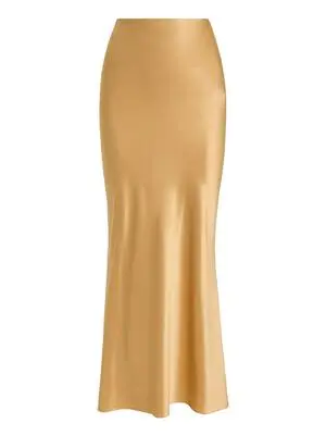 THE SEI Silk-Satin Maxi Skirt Mustard