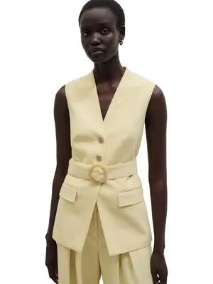 ME+EM Longline Waistcoat - Dusted Lemon Yellow
