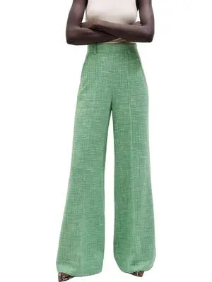 ME+EM Textured Wide-leg Trousers - Orchard Green