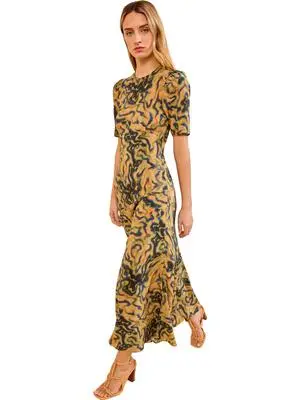 Ulla Johnson Samar Silk Midi Dress Geode