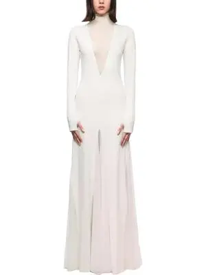 ATU BODY COUTURE Sheer V-neck Maxi Dress - White