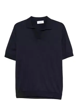 LARDINI Open Collar T-shirt - Blue