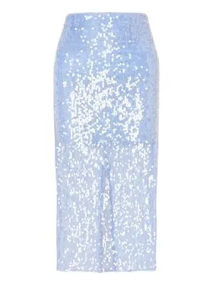 Veronica Beard Allora Sequined Chiffon Midi Skirt - Blue