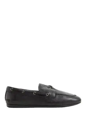 FORTELA Leather Boat Shoes - Black