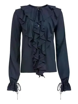 TOCCIN Exaggerated Ruffle Blouse - Blue