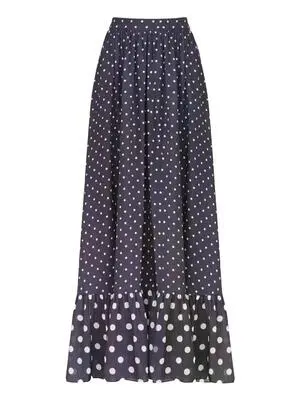 TOCCIN Polka-dot Tiered Maxi Skirt - Blue