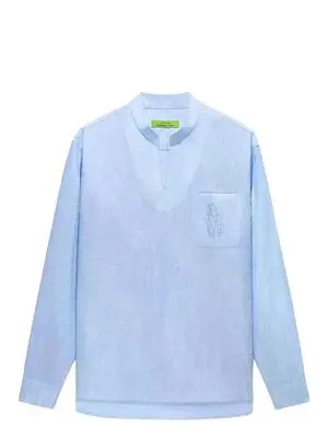 Shanghai Tang V-neck Shirt - Blue