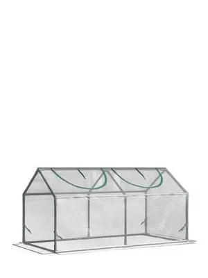 OUTSUNNY Outsunny Portable Mini Greenhouse With Roll-Up Windows Clear