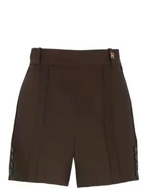 Elisabetta Franchi Button-detailed High-waisted Shorts - Brown