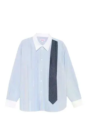 CHARLES JEFFREY Striped Tie Shirt Blue