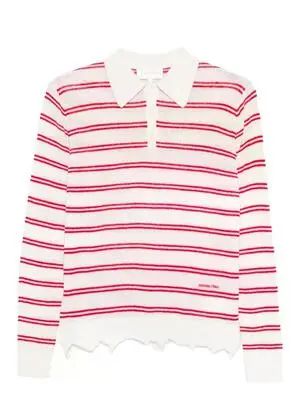 SHUSHU/TONG Striped Polo Top White