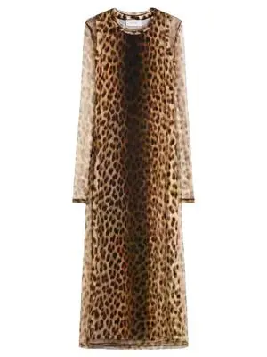 Sportmax Leopard Print Long Sleeve Dress - Neutrals