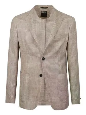 Zegna Check Wool Jacket - Neutrals