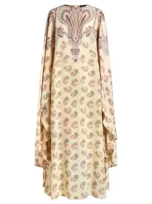 Etro Cape Placed-print Silk Dress - Neutrals