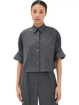TWP Button Down Top Medium Indigo