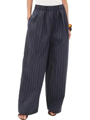ST. AGNI Stripe Relaxed Pleat Pants - Ink Stripe